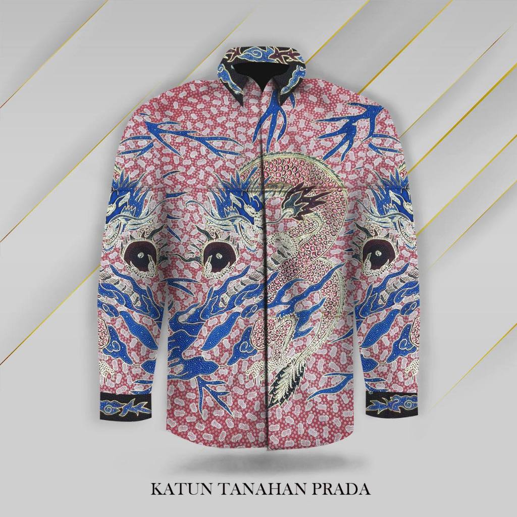 Jual Kain Batik Tulis Pola Kemeja prada gold Premium BATIK NAGA PRADA ...