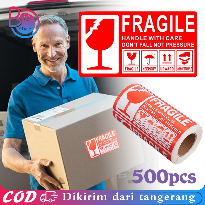 Jual Isi 500 Lembar Sticker Fragile Besar Stiker Fragile Lakban Fragile ...