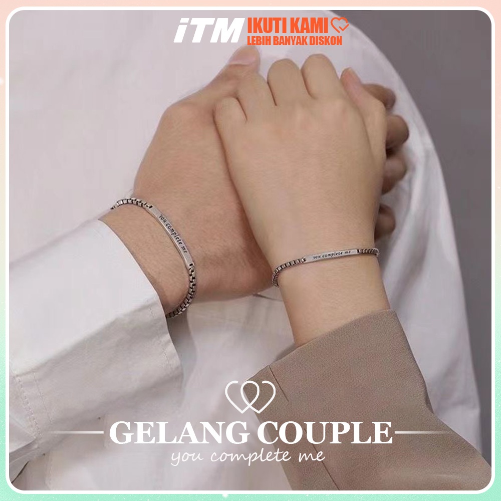 Jual Gelang Couple Rantai Titanium Custom Aesthetic Pasangan Valentine ...