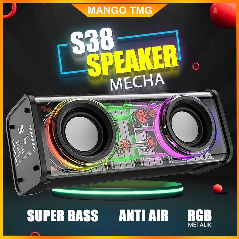 Jual V8 Speaker Mecha Transparan Suara Ganda Pengeras Suara RGB Portabel Bluetooth Bass Olahraga ...