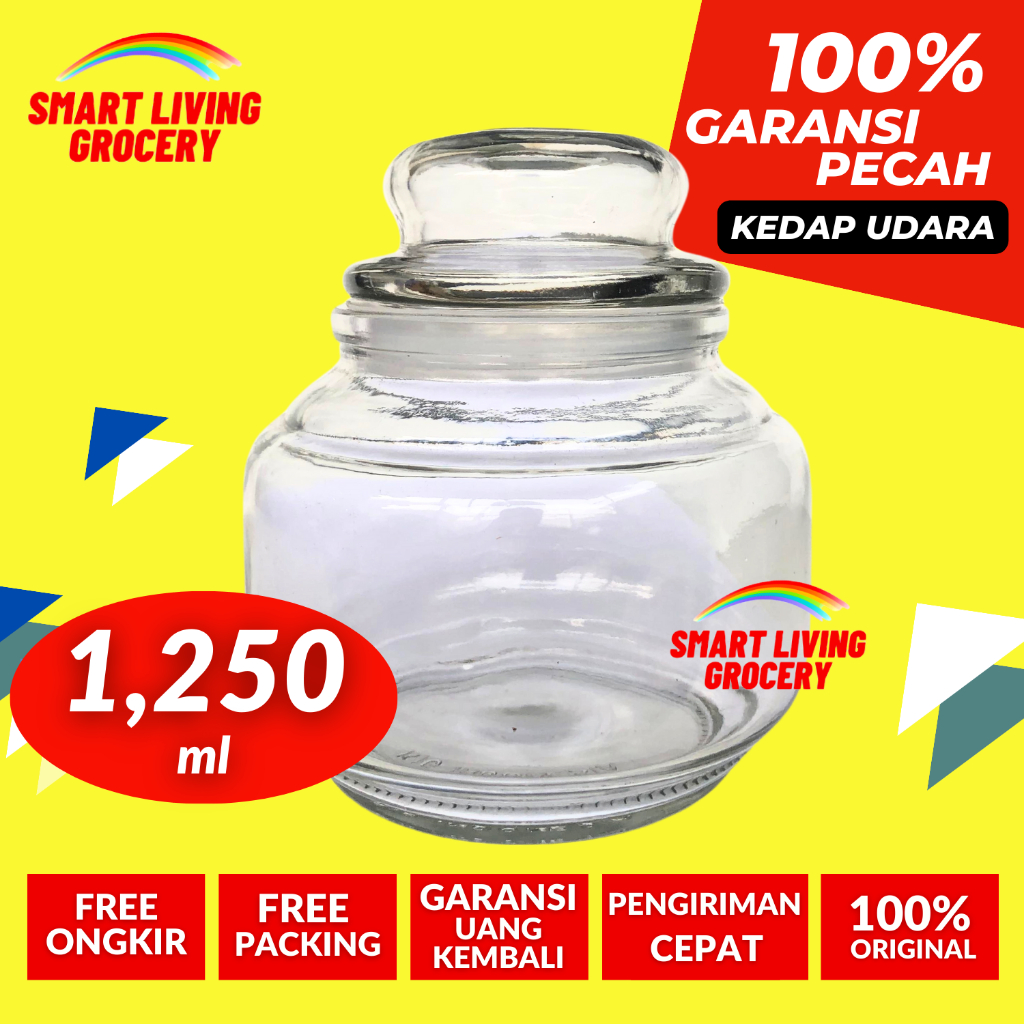 Jual TOPLES KACA KEDAP UDARA 1,25 L TOPLES BOTOL JAR TEMPAT WADAH ...
