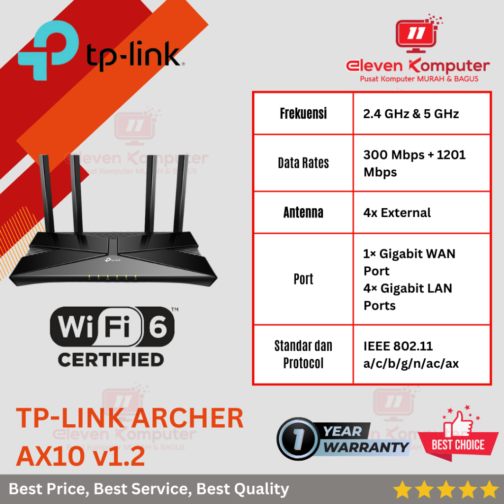 Jual TP-LINK ARCHER AX10 AX1500 Wifi 6 Wireless MU-MIMO Gigabit Dual ...