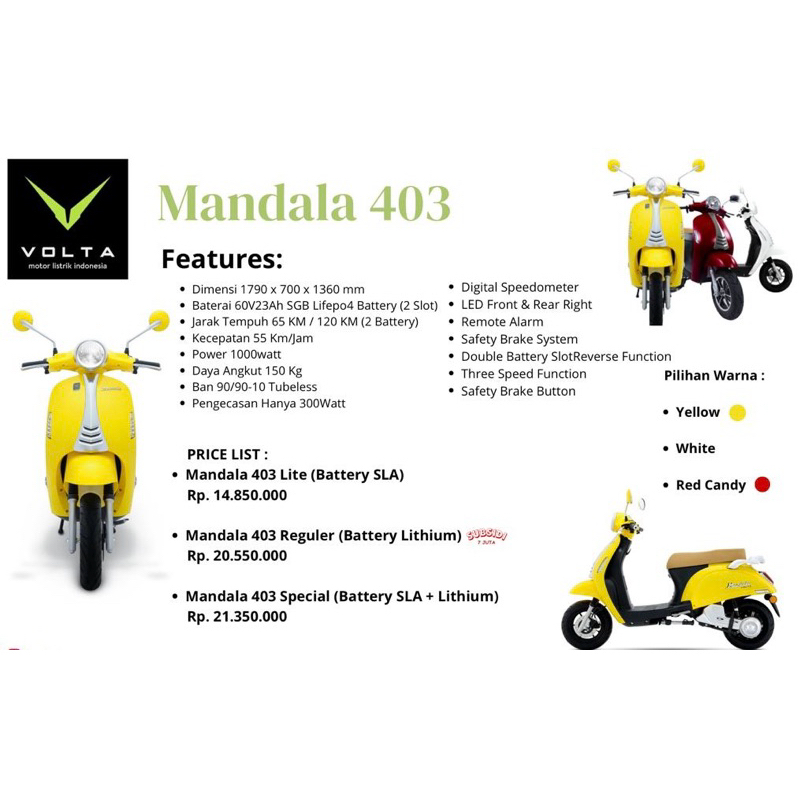 Jual Motor Listrik Volta - Mandala 403 - Subsidi - Lampung | Shopee ...