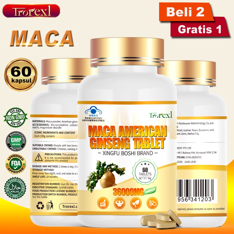Jual 【Halal】Maca kapsul suplemen energi pria menambah ukuran suplemen ...
