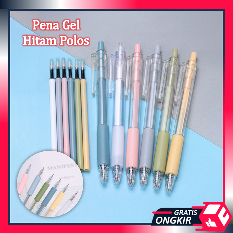 Jual Gratis Ongkir - S6054 Pena Gel Hitam Polos / Pena Hitam Gel 0.5 mm ...