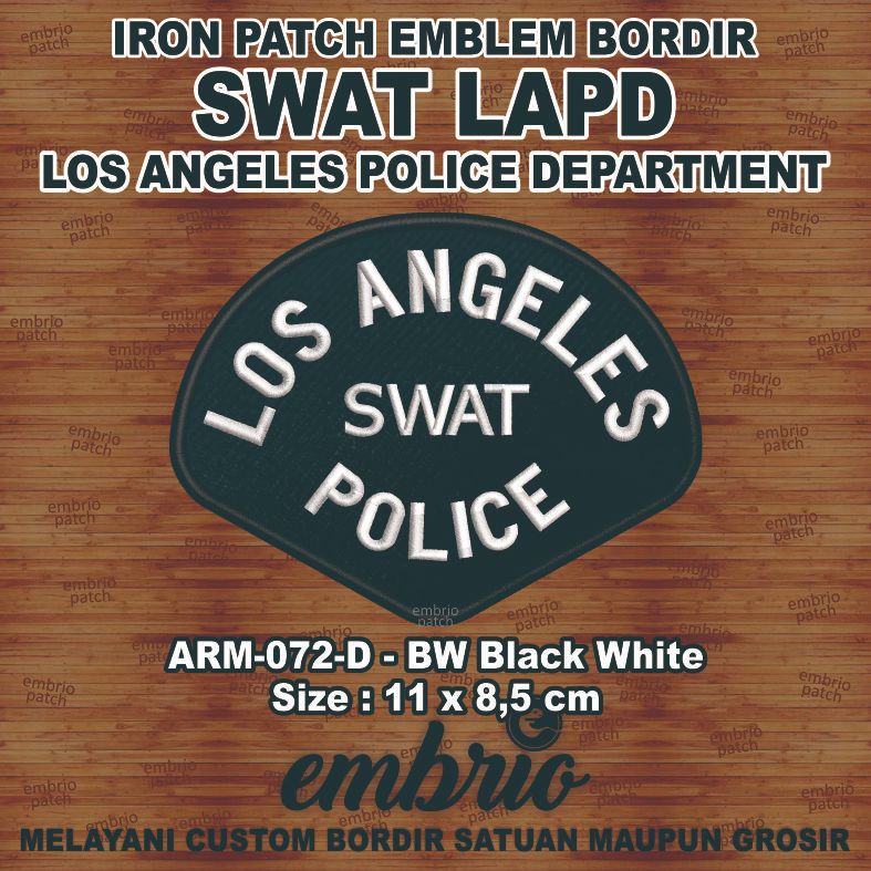 Jual ARM-072-D Patch SWAT LAPD LOS ANGELES POLICE DEPARTMENT - BW Black ...