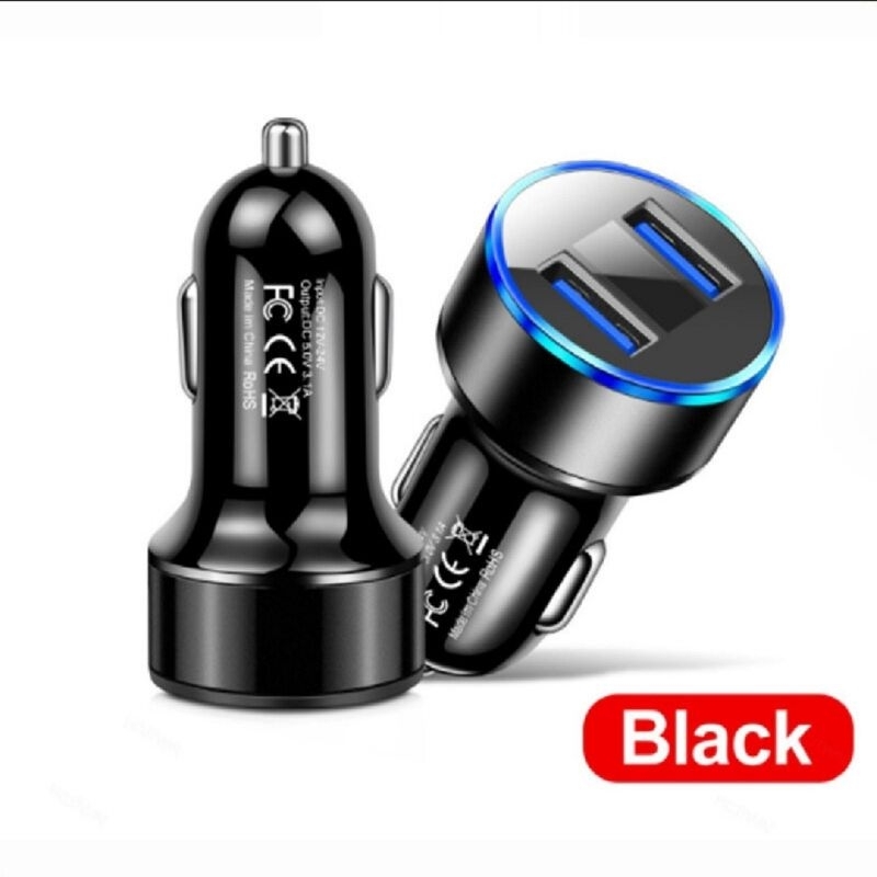 Jual Charger Motor/Mobil 3.1A Dual USB Output 12-24V USB Power Adaptor ...