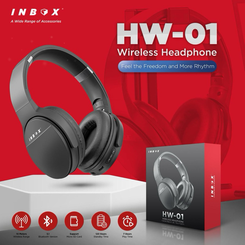 Jual Inbox Wireless Headphone HW-01 Headset Bluetooth Bass Nocie ...