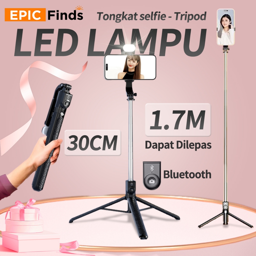 Jual Epic Finds 3 in 1 Tripod Bluetooth Remote Selfie Stick Dengan LED ...
