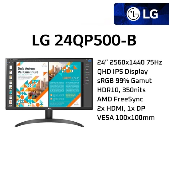 Jual Led Monitor LG 24 Inch 24QP500-B QHD 2K IPS HDR10 350nits 75Hz ...