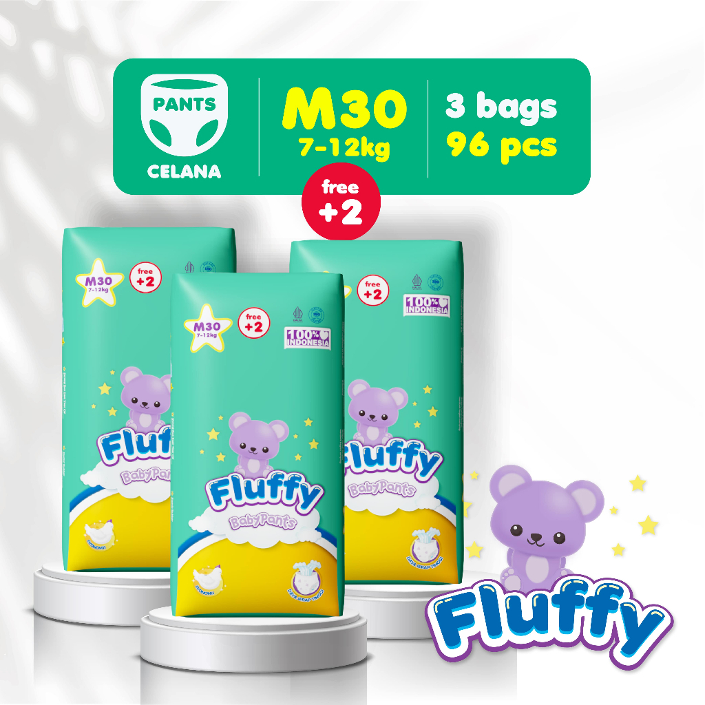 Jual Fluffy Popok Bayi Tipe Celana M96 - M30+2 X 3 Pack - Breathable ...