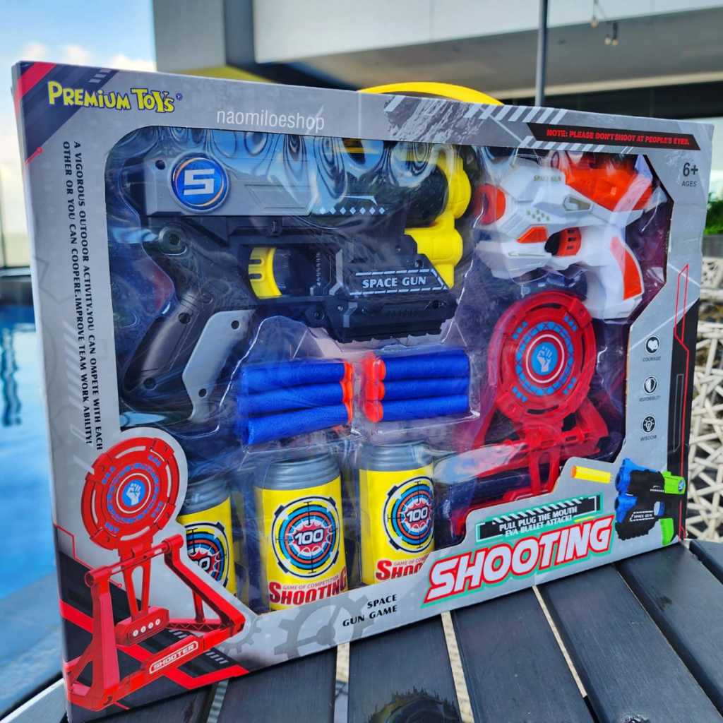 Jual Cane + 2 set mainan tembakan peluru shooting space gun mainan ...