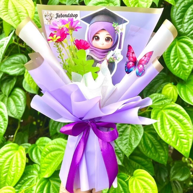 Jual BUKET BUNGA TOPPER TOGA CANTIK UNIK KERTAS CELLO HADIAH WISUDA ...