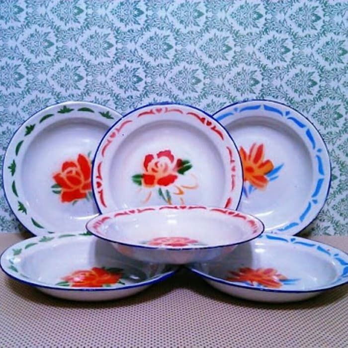 Jual Piring Enamel motif bunga/Piring Kaleng /piring Seng/piring Jadul ...