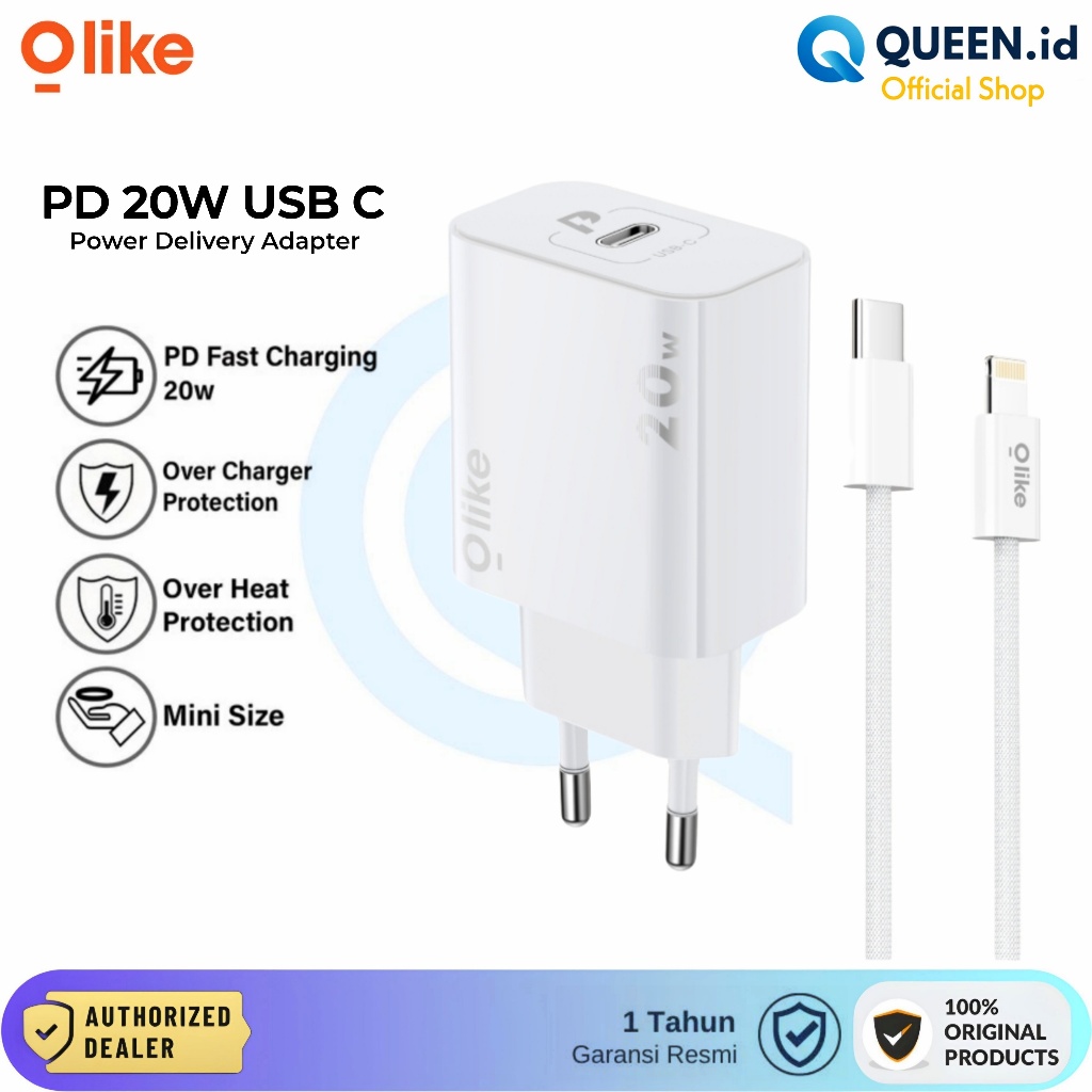 Jual Olike C308CL Charger Adaptor 20W 3A PD QC USB TYPE C Fast Charging ...
