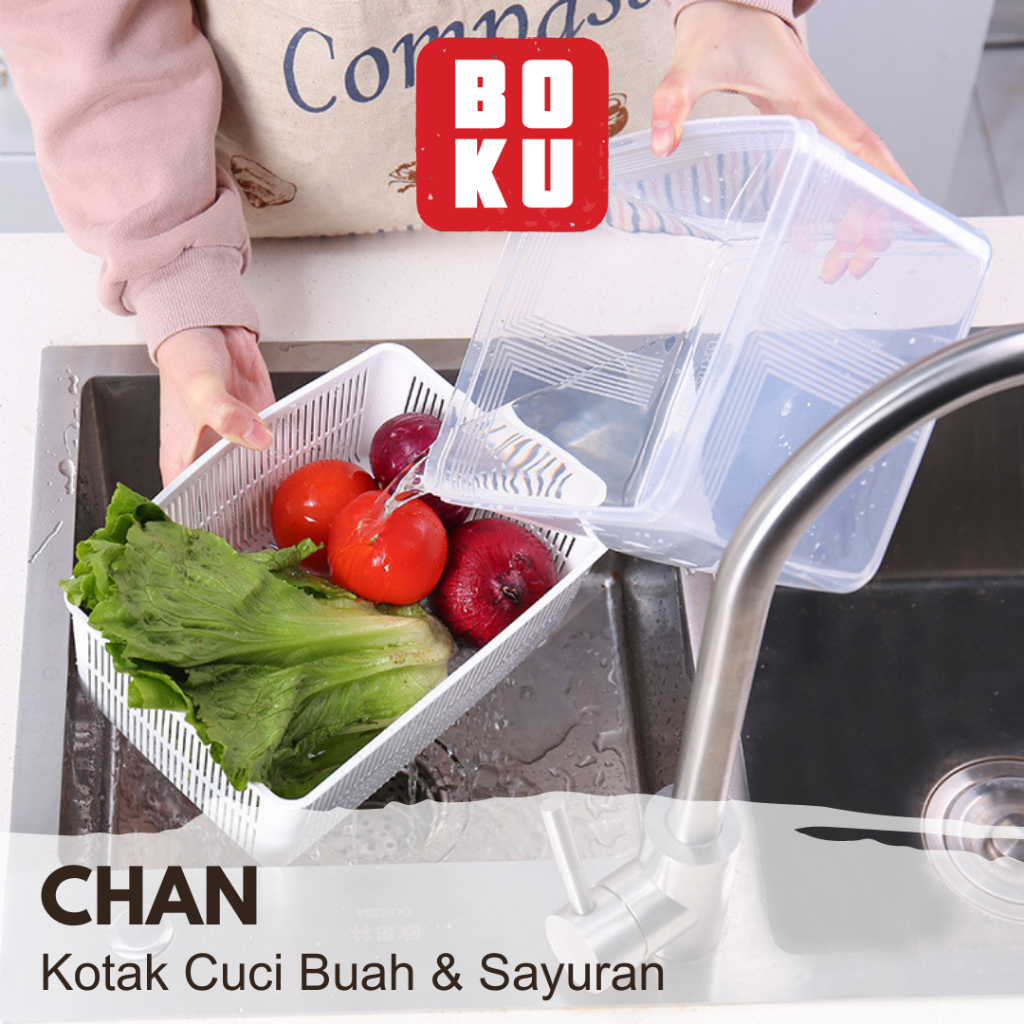 Jual |BOKU| CHAN Box Dan Peniris Sayuran Mudah Penyimpanan Buah Buahan ...