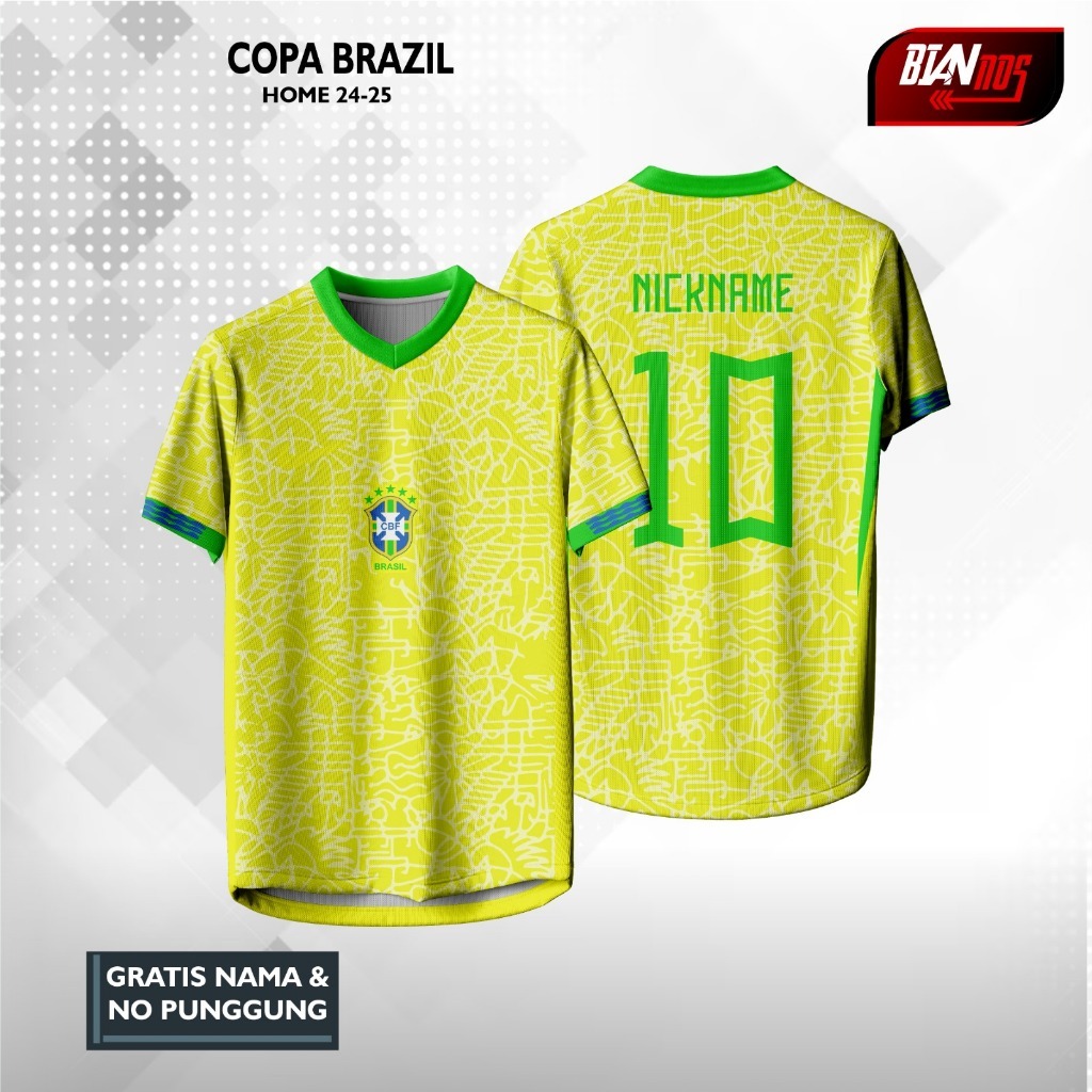 Jual JERSEY BRAZIL EURO 2024 KUALITAS PREMIUM FREE CUSTOM NICKNAME ...