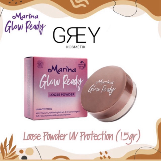 Jual Marina Glow Ready Loose Powder UV Protection [15 G] | Shopee Indonesia