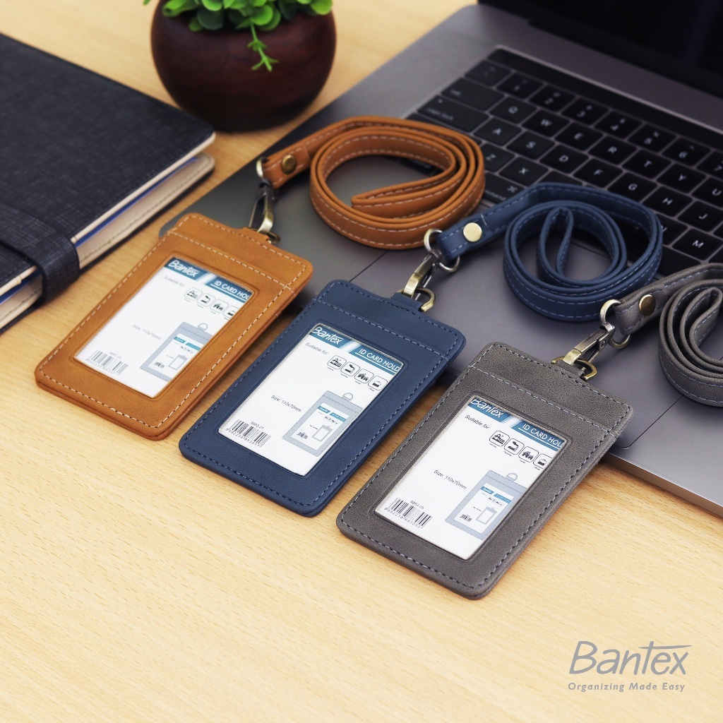Jual Bantex Leather Name Tag ID Card Holder Button 8883 Kulit Sintetis ...