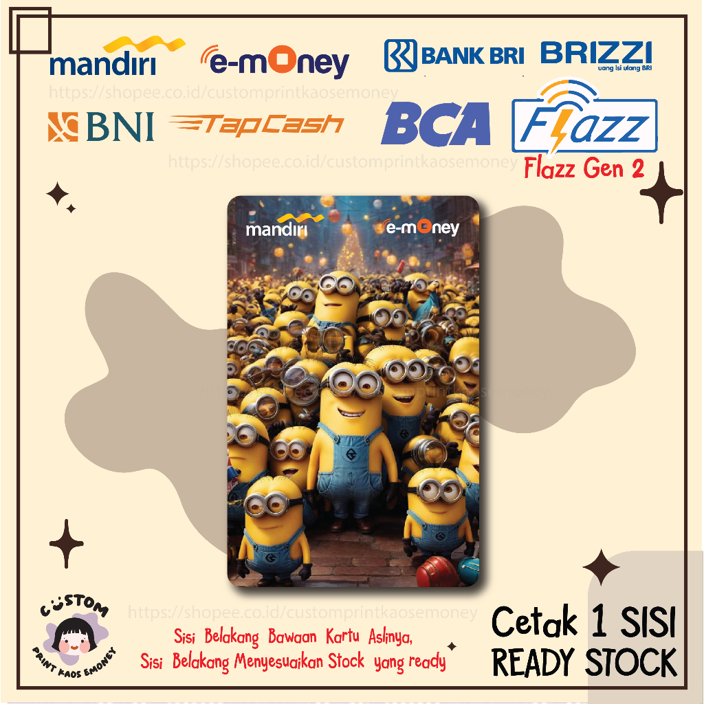 Jual KARTU EMONEY ETOLL ANIME KARTUN MINIONS DESPICABLE ME CUTE MINIONS ...
