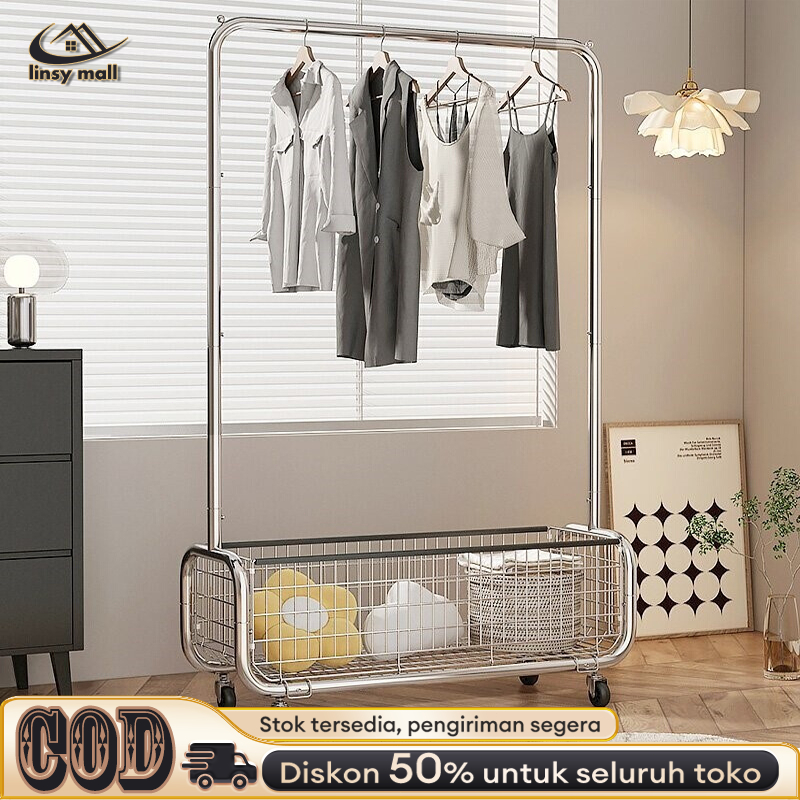 Jual Rak Gantungan Baju Stainless Steel Berdiri Dengan Roda Stand ...