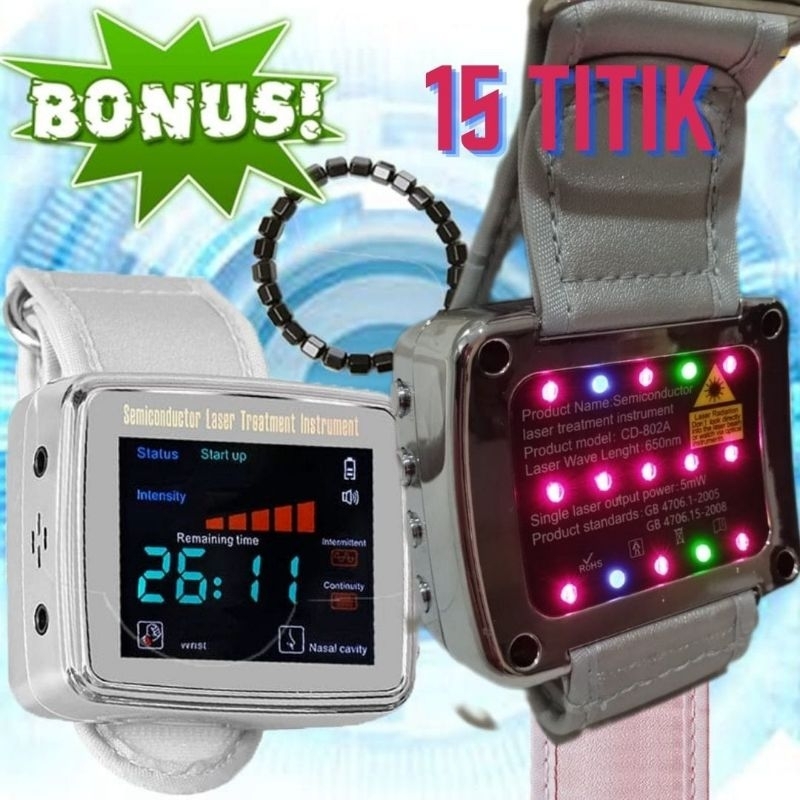Jual Jam Tangan terapi laser 15 titik fisioterapi untuk peredaran darah ...