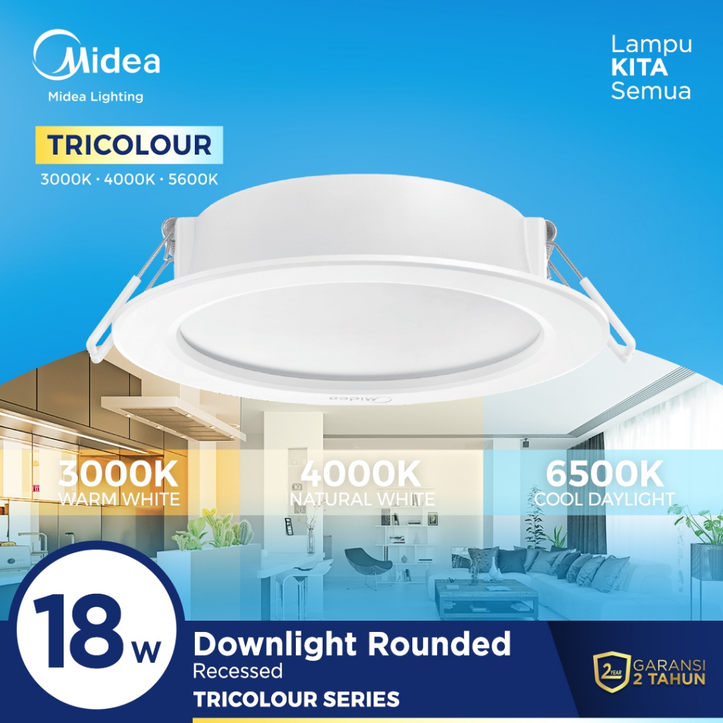 Jual Midea Lighting - Lampu LED Downlight 18 Watt Tricolor - Kuning ...
