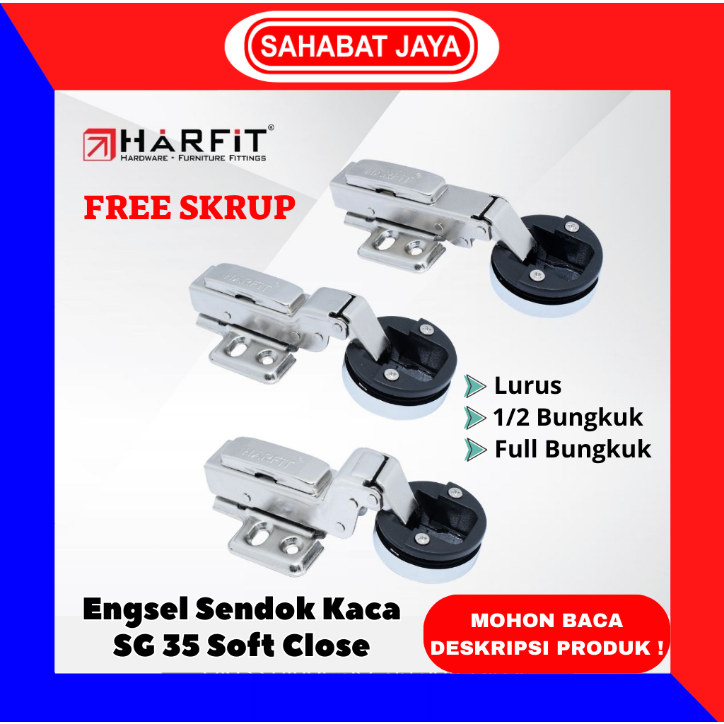 Jual HARFIT Engsel Sendok Kaca 35mm Slow Motion Lurus Bungkuk Soft ...