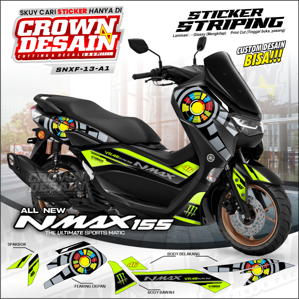Jual Stiker Striping Yamaha NMAX 155 New Desain VR46 Team Racing ...