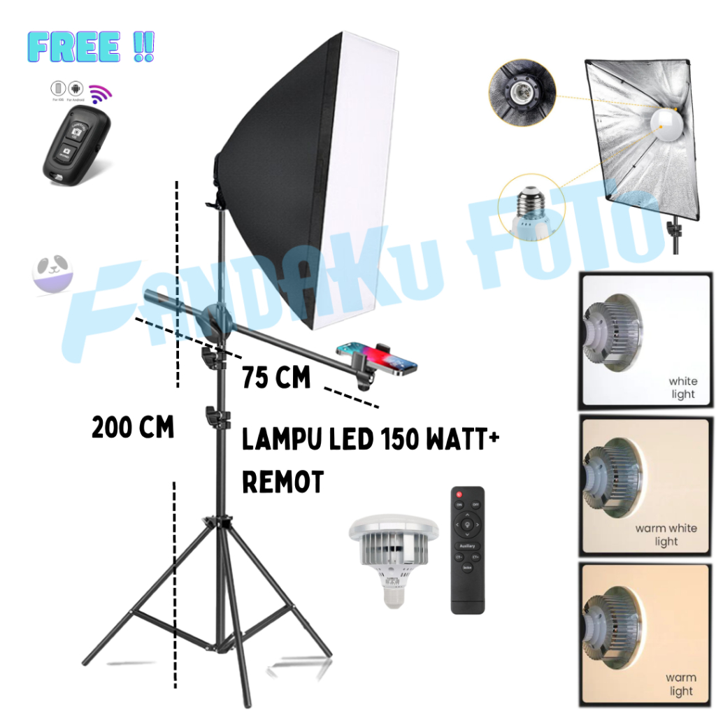Jual Softbox E27 Socket Light stand lampu LED Video Lighting StudioCRI ...