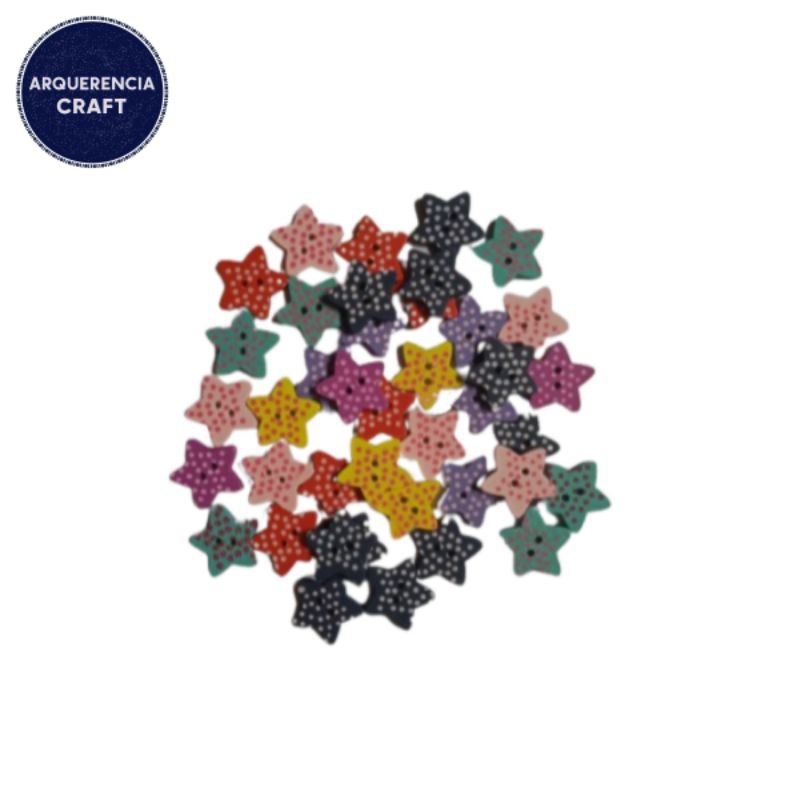 Jual 10 Pcs Kancing Kayu Hias Bentuk Bintang Motif Polkadot | Shopee ...