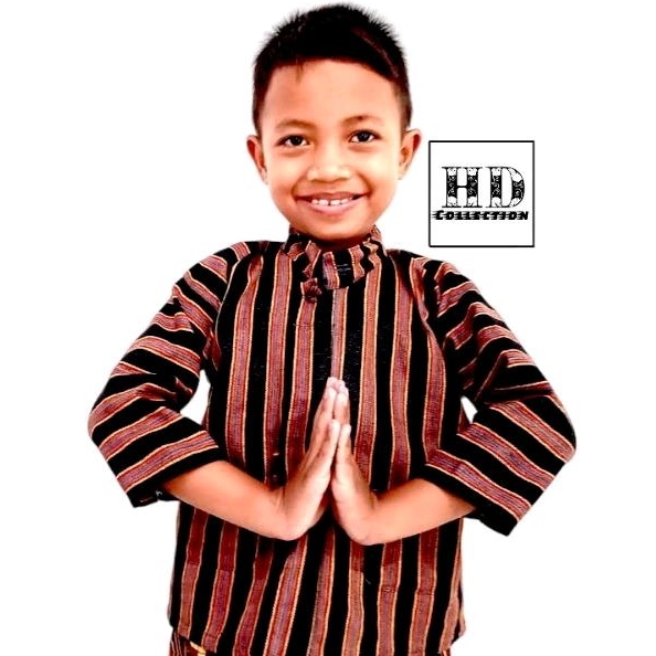 Jual Baju adat Jawa Surjan Lurik untuk Anak anak // Warna Hitam Cokelat | Shopee Indonesia