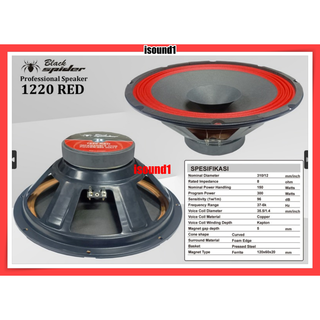 Jual SPEAKER BLACK SPIDER 12 INCH 1220 RED KOMPONEN BLACKSPIDER 1220RED ...