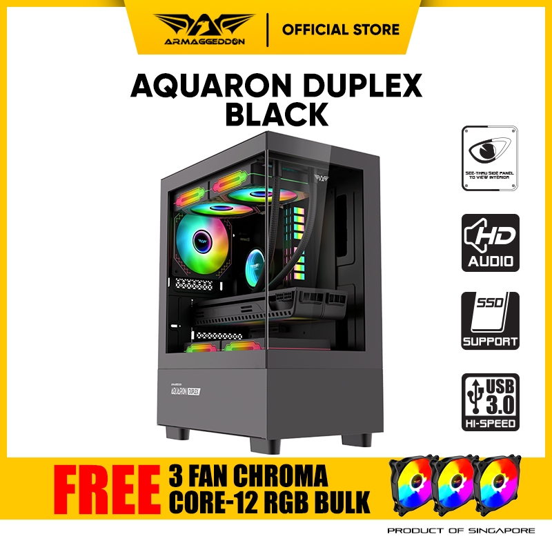 Jual Casing Gaming Armaggeddon Aquaron Duplex M-ATX with Front Panel ...
