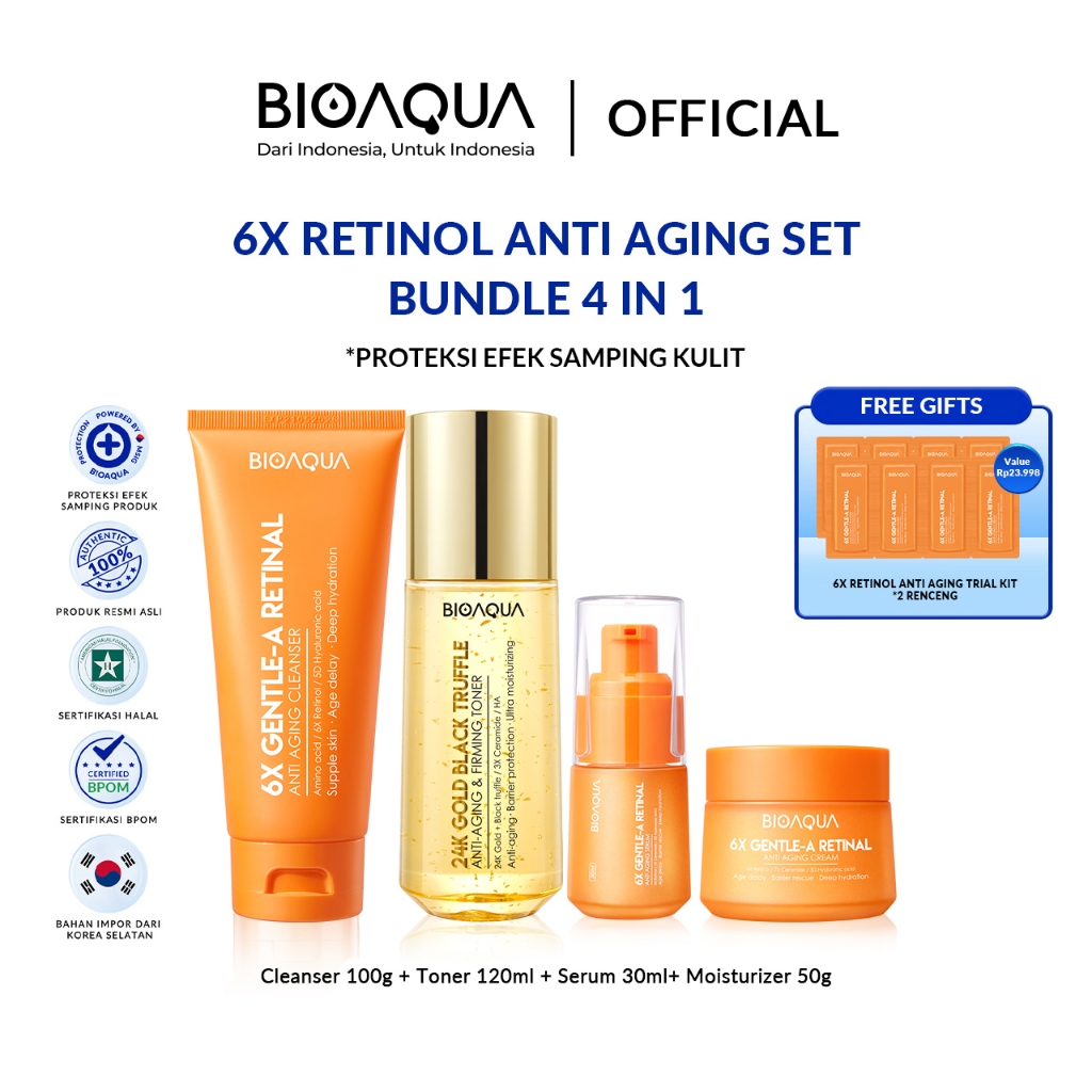 Jual BIOAQUA 6X Gentle-A Retinol Anti Aging Paket Skincare Set Retinol ...