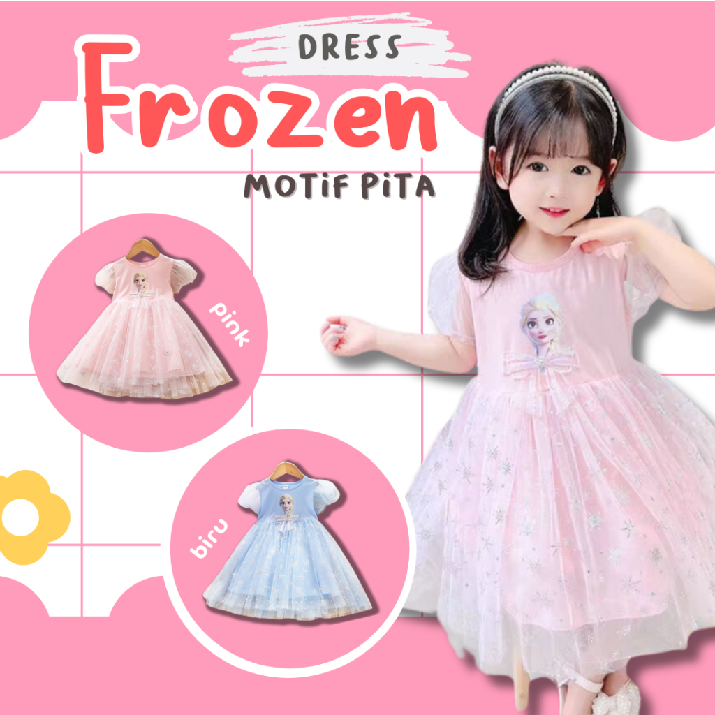 Jual mabebi.official 1-9 Tahun Dress Frozen Pita Anak Perempuan katun ...