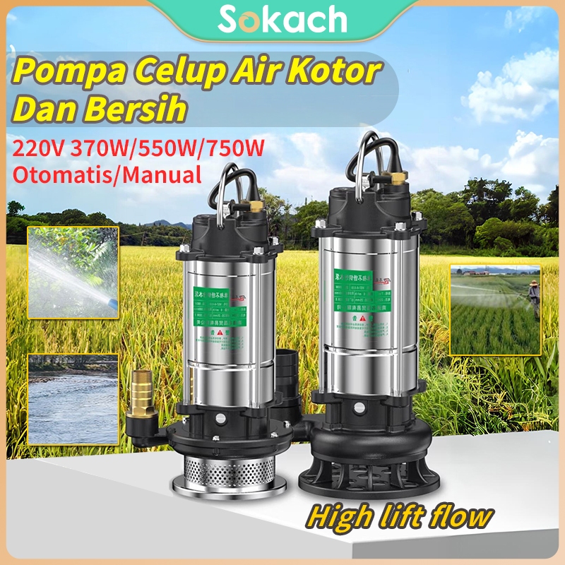 Jual Pompa Celup Air Bersih Kotor Otomatis 370W/550W/750W Stainless Steel Submersible Sewage ...