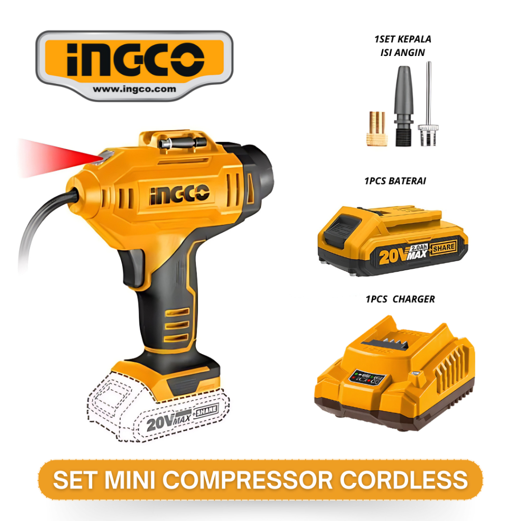 Jual Mini Air Compressor Auto INGCO CACLI2001 Mesin Kompresor Pompa ...
