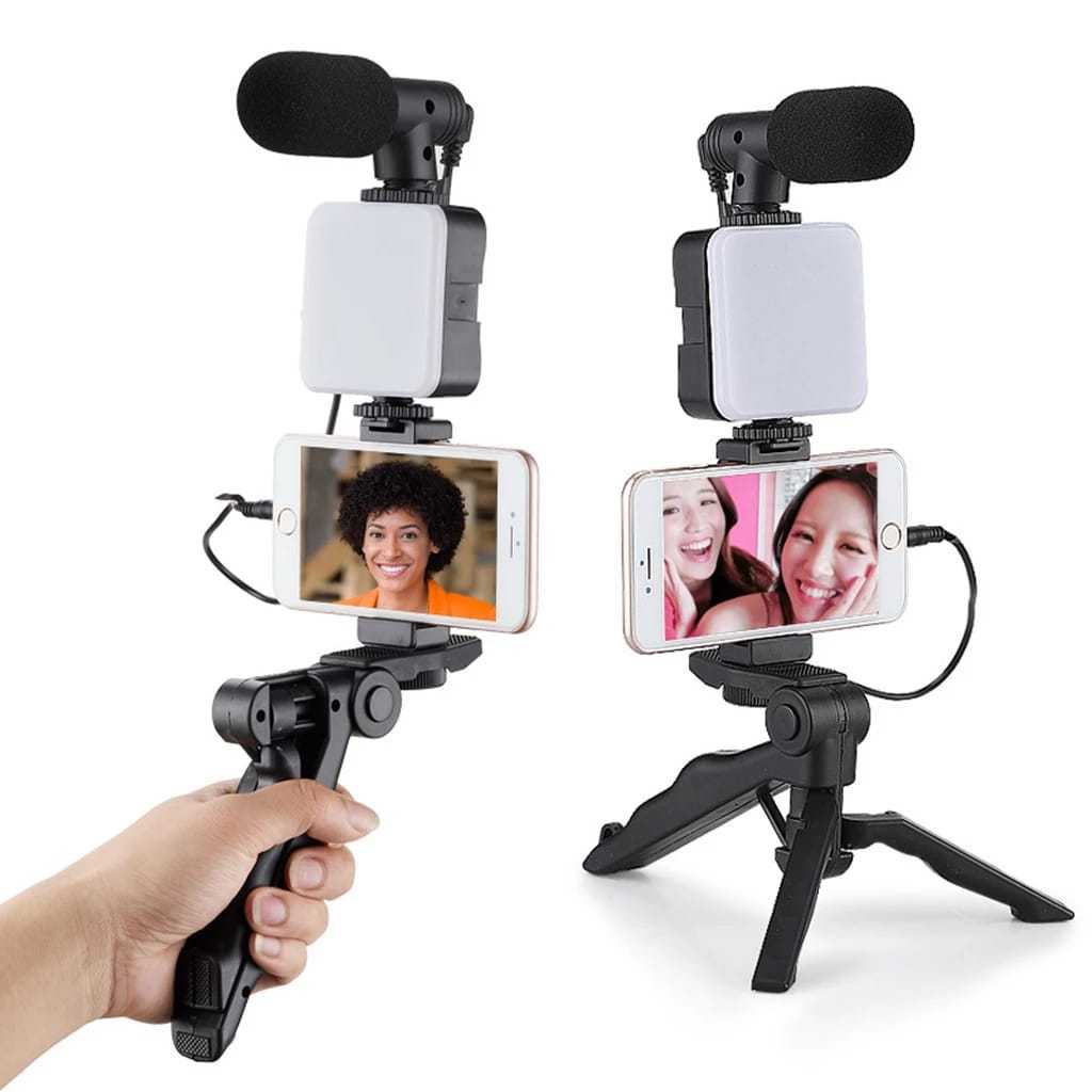 Jual Vlogging KIT Paket Vlog 5in1 AY49 LED Light Tripod Phone Holder ...