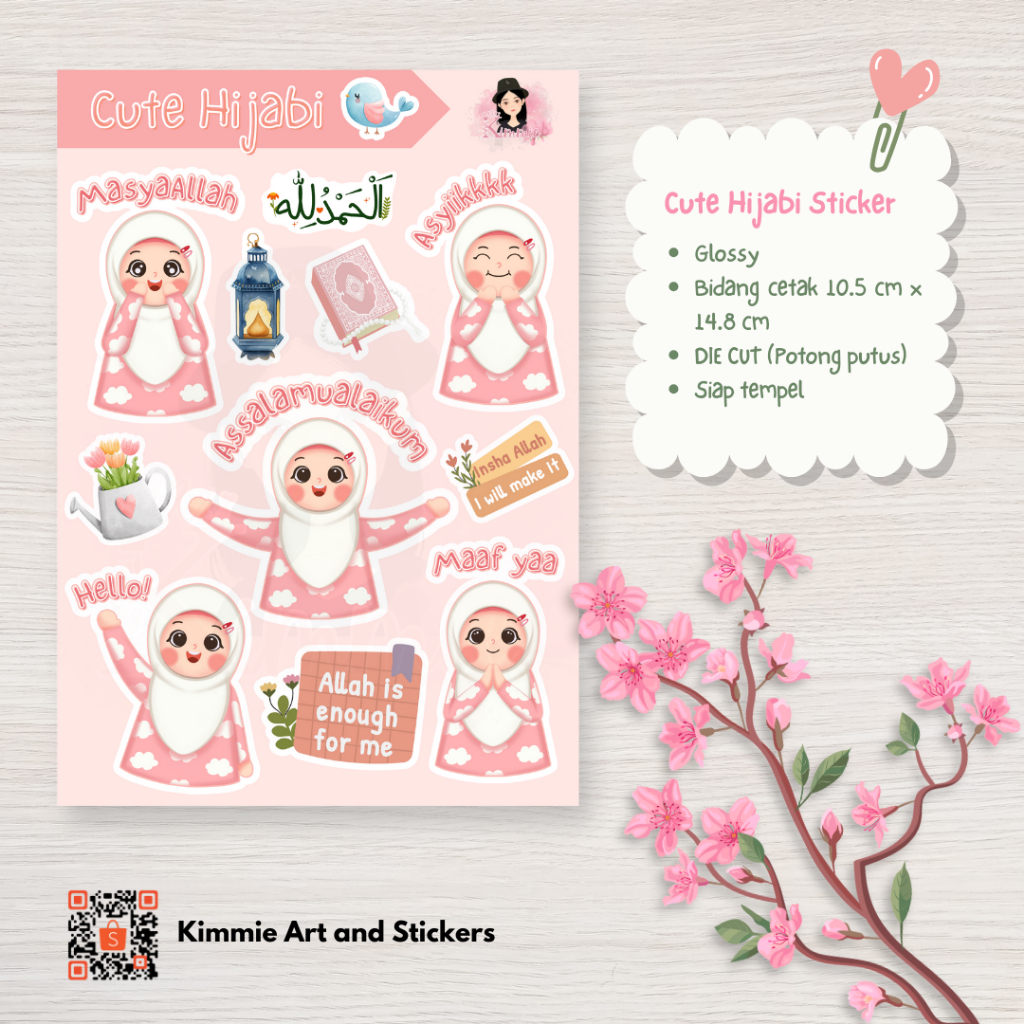 Jual Cute Hijabi Sticker Pinky Muslimah Stiker by Kimmie | Shopee Indonesia