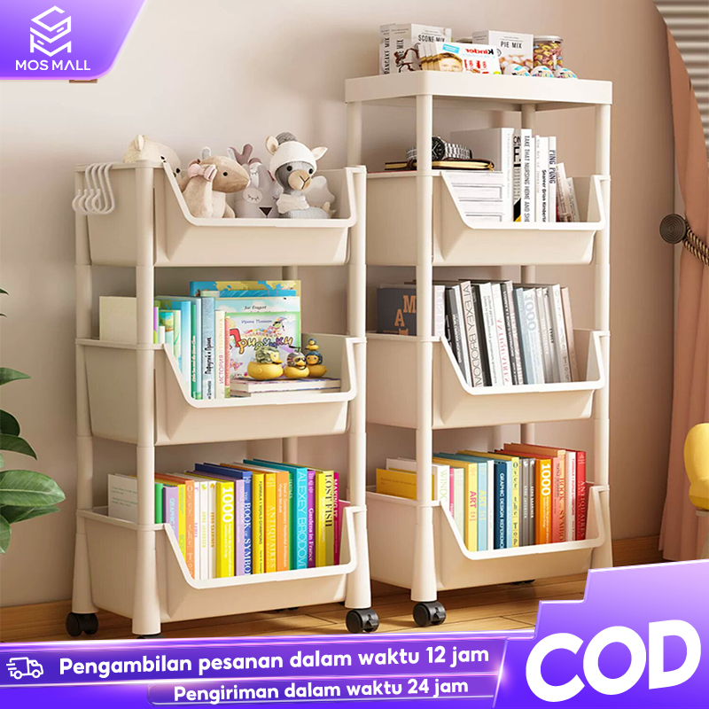 Jual Rak Buku Portable Serbaguna 4 Susun Rak penyimpanan Mainan Rak ...