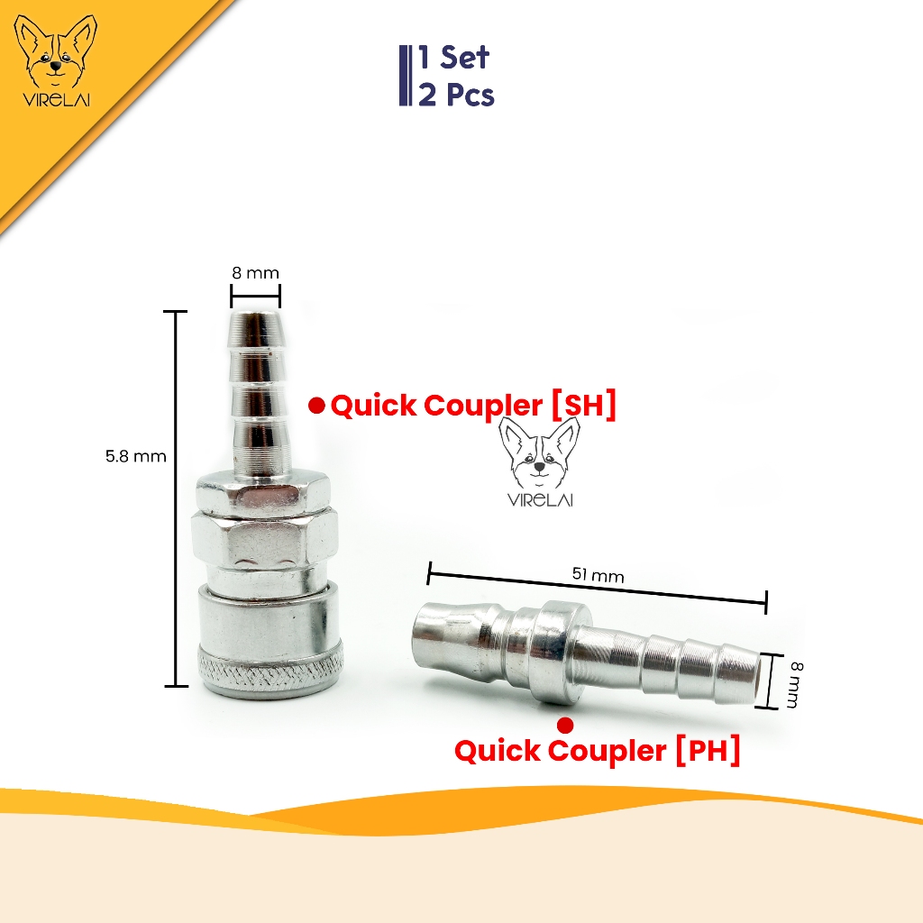 Jual [1 SET] Sambungan Selang Angin Kompresor / Quick Coupler Compresor ...