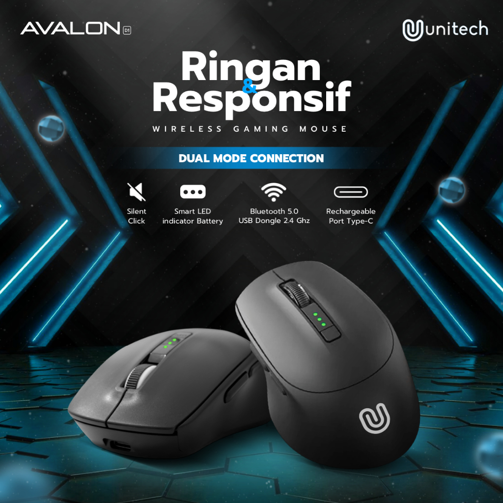 Jual Wireless Mouse Bluetooth + 2.4G Unitech Avalon Models Rechargeable ...