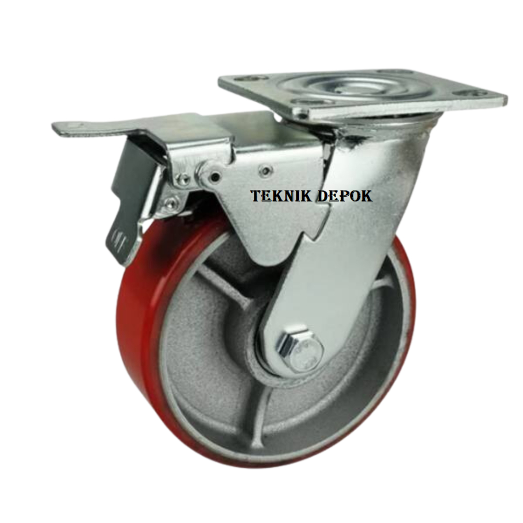 Jual Roda PU 5 Inch Mati Pelek Besi Wheel Troly Polyurethane Heavy Duty ...