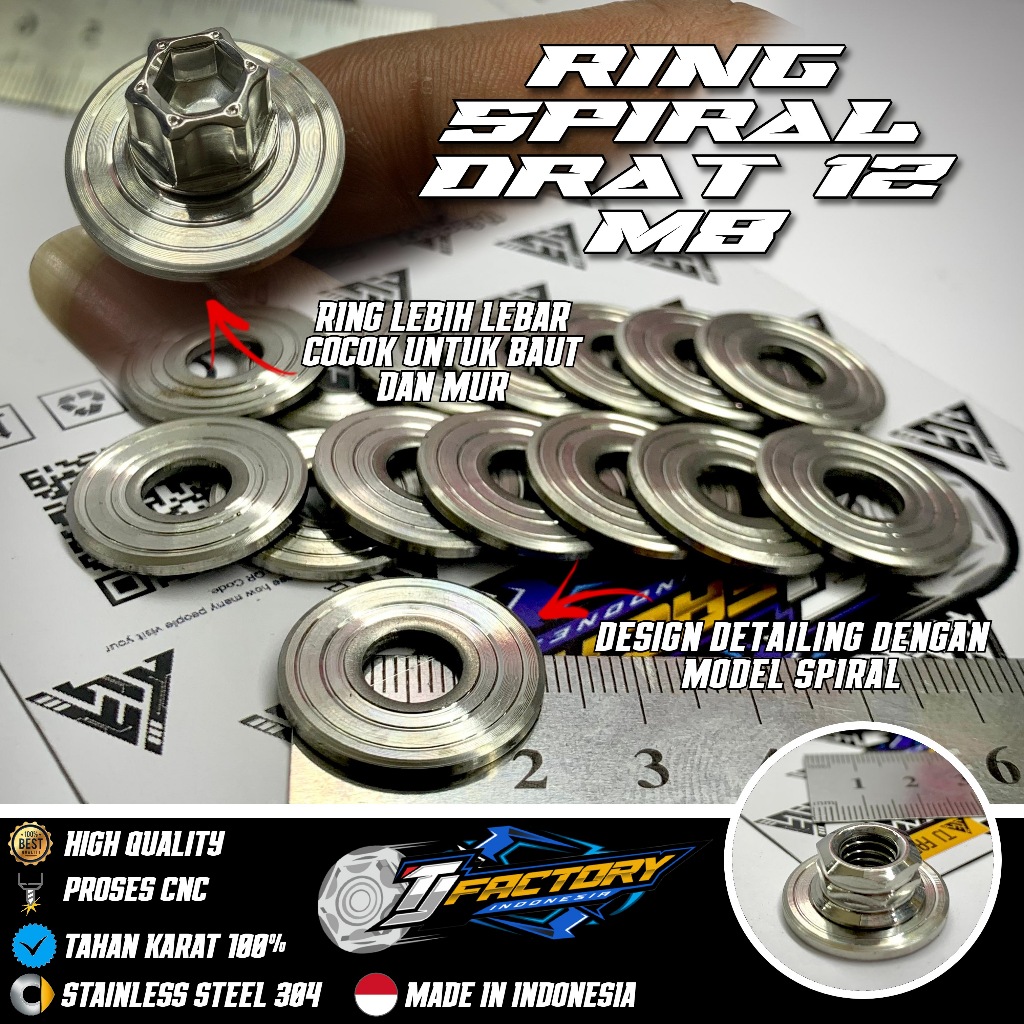Jual Ring Spiral Lebar Stainless M8 drat 12 by TJ Factory Handmade ...