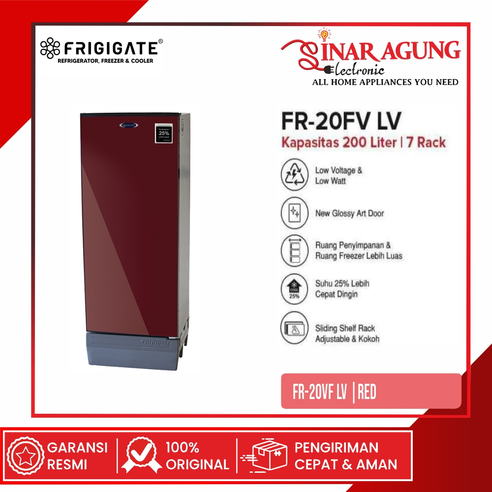 Jual FRIGIGATE FR- 20VF LV RED UPRIGHT FREEZER 6 RAK 165 V | Shopee ...