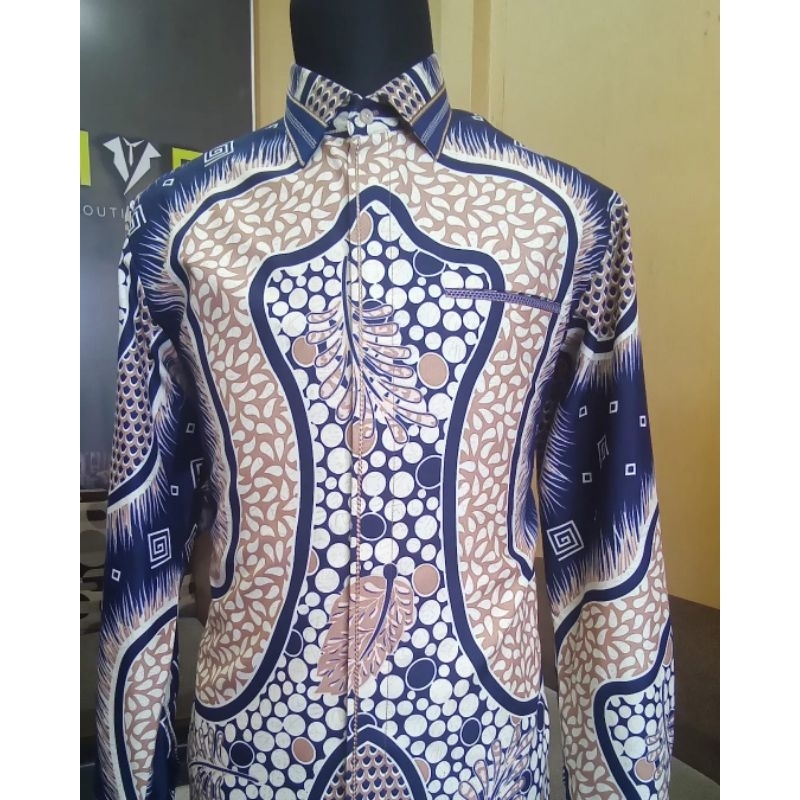 Jual KEMEJA BATIK TANGAN PANJANG BORDIR BENANG TIMBUL ADEM | Shopee ...
