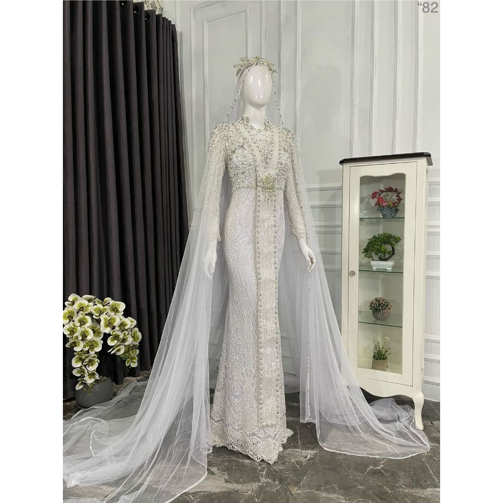 Jual Kebaya pengantin wanita modern slim bustier putih slayer veil ...