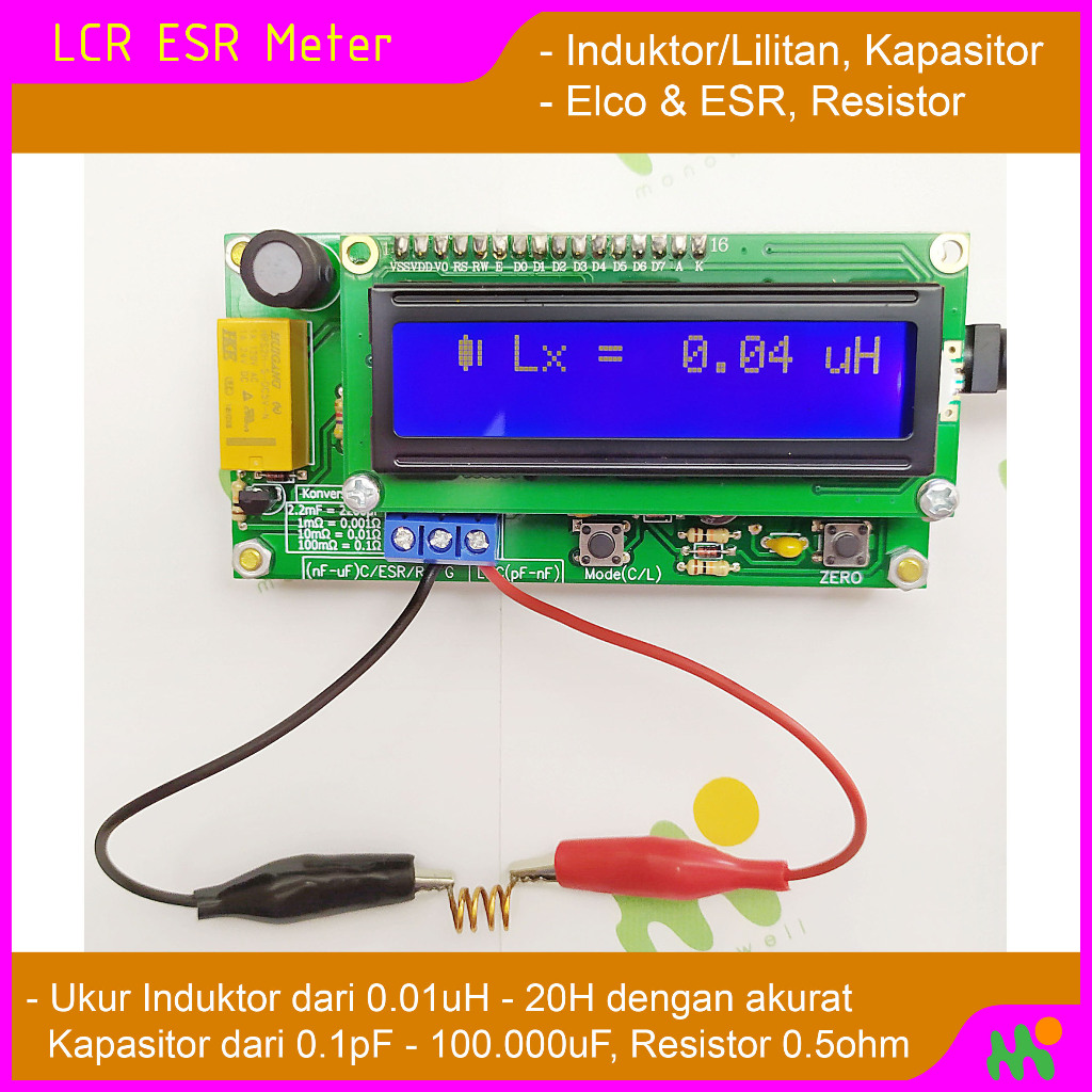 Jual LC Meter LCR ESR Meter 0.01uH Micro Henry 1pF pico Mili Ohm ...