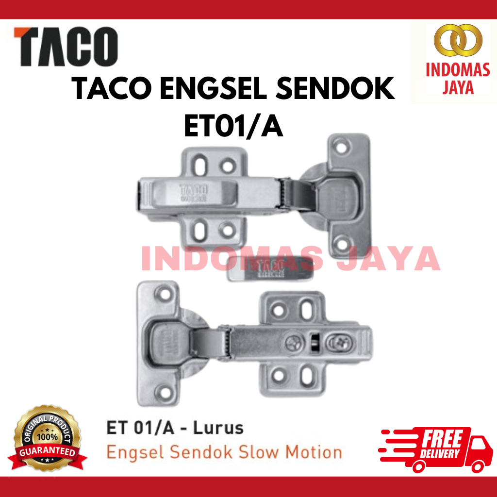Jual TACO Engsel Lurus Slow Motion Hidrolis Lemari Hinge ET 01/A ...
